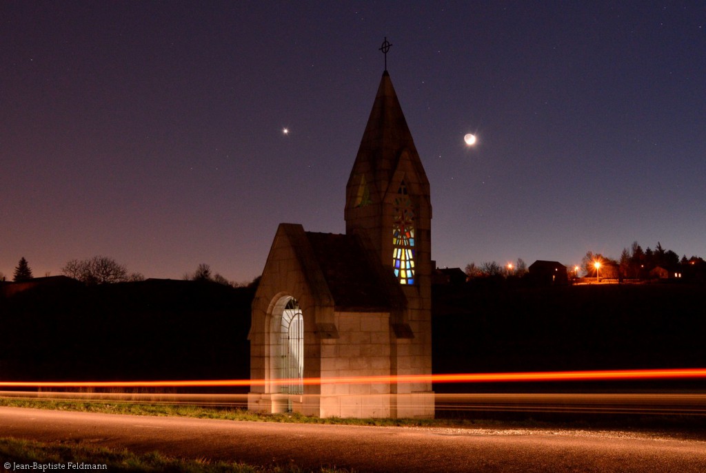 Vénus et la jeune Lune dans la soirée du 2 décembre